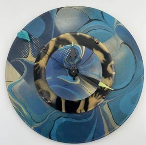deborah dickerson | Wall Decor | Modern Blue Artistic Wall Clock | Poshmark
